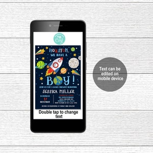 Outer Space Baby Shower Invitation Planets Rocket Ship Astronaut Invite ...