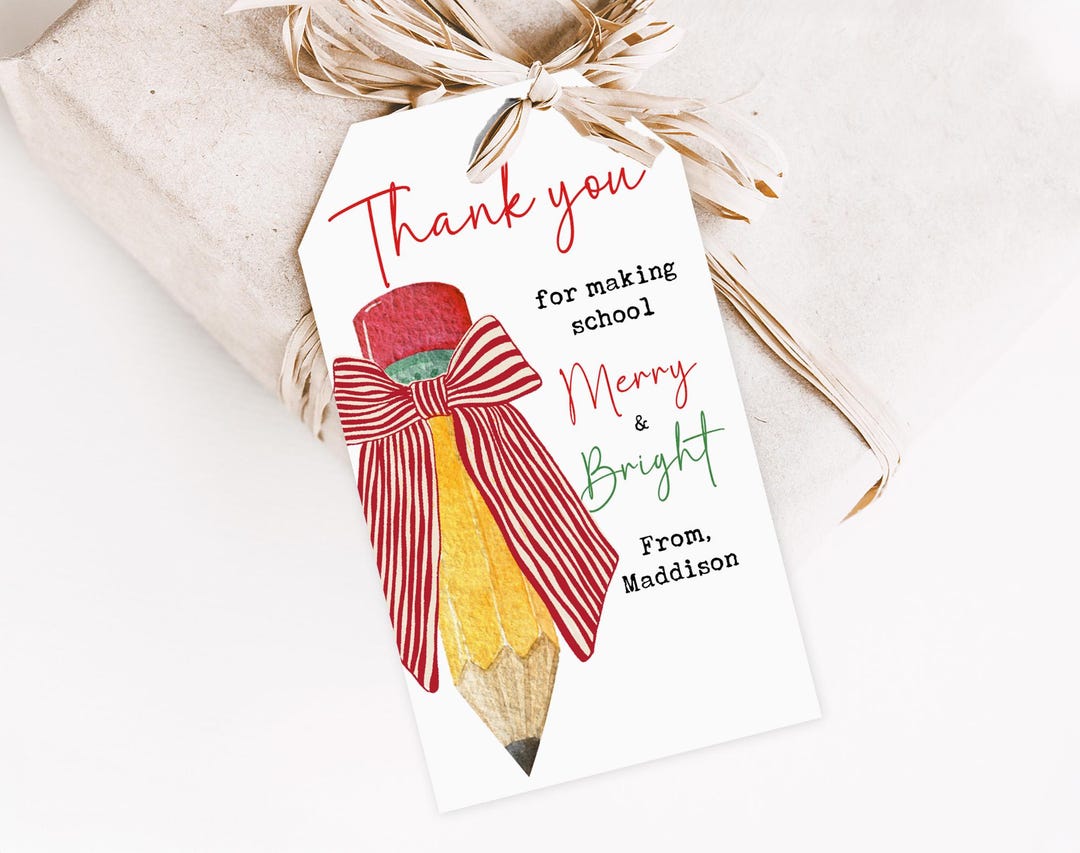 Teacher Gift Tags: Christmas Classroom Treats (printable, Editable ...