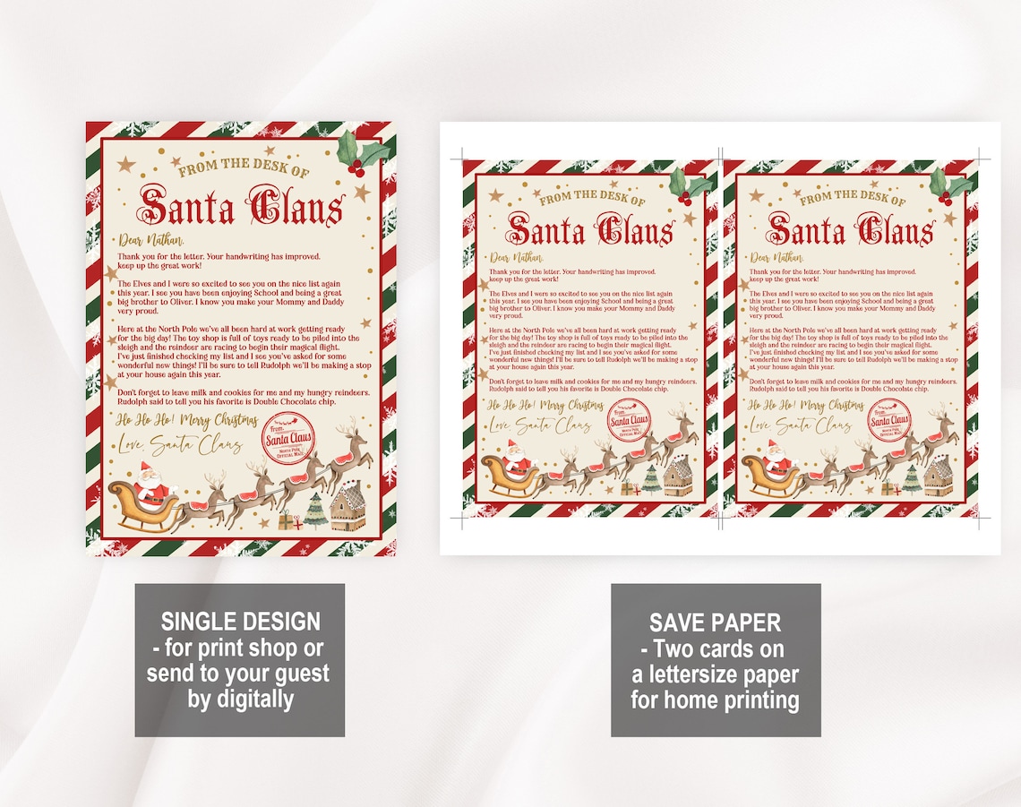 Letter From Santa Christmas Santa Letter Official Greeting - Etsy