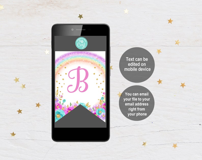 Rainbow Unicorn Birthday Banner: Editable Printable Party Decor Bir ...