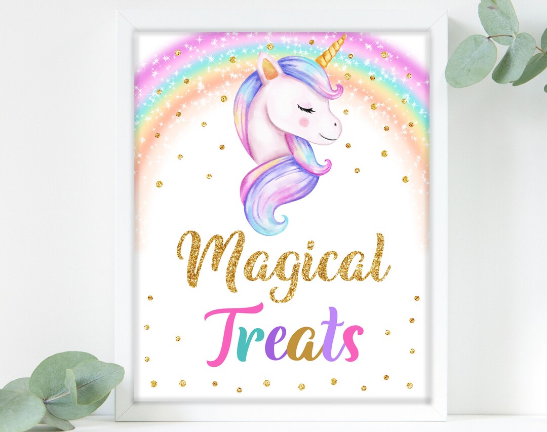 Unicorn Treat Table Sign Rainbow Unicorn Birthday Decorations Sweets ...