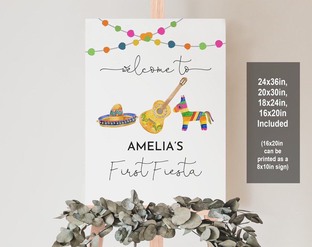Fiesta 1st Birthday Welcome Sign Mexican Fiesta Welcome Poster First ...