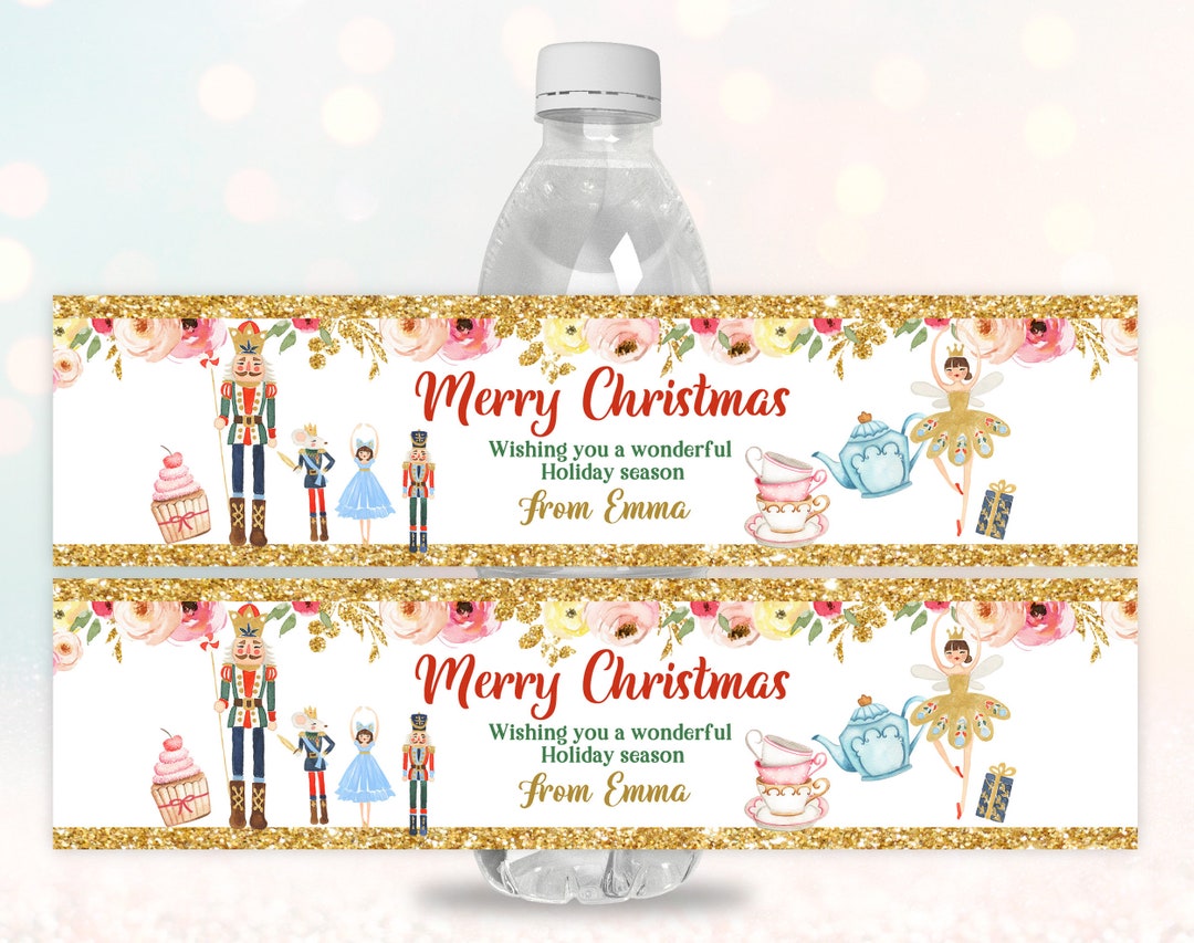 Nutcracker Water Bottle Label Christmas Nutcracker Tea Party Water ...