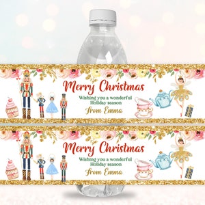 Nutcracker Water Bottle Label Christmas Nutcracker Tea Party Water ...
