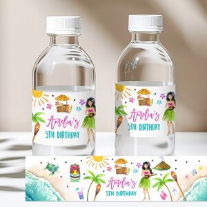 Tropical Hawaiian Birthday Water Bottle Label (luau Party, Editable ...