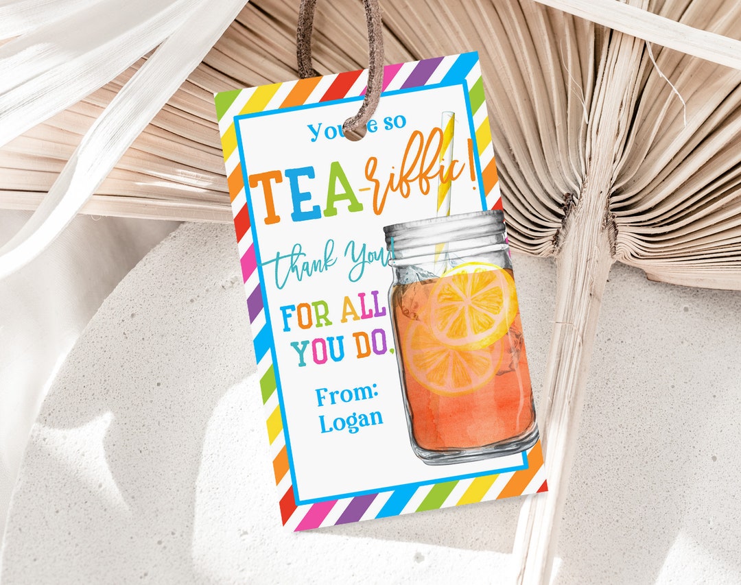 Iced Tea Gift Tags: School Staff Appreciation (editable Download Est17 ...