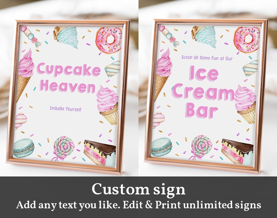 Custom Birthday Dessert Table Sign: Editable Candy & Sweets Decor ...