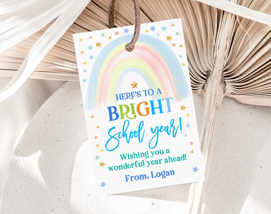 Rainbow Back to School Tag Bright School Year Tag First Day of School ...