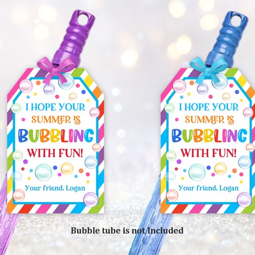 End of School Bubble Tags Summer Vacation Bubble Favor Tag - Etsy
