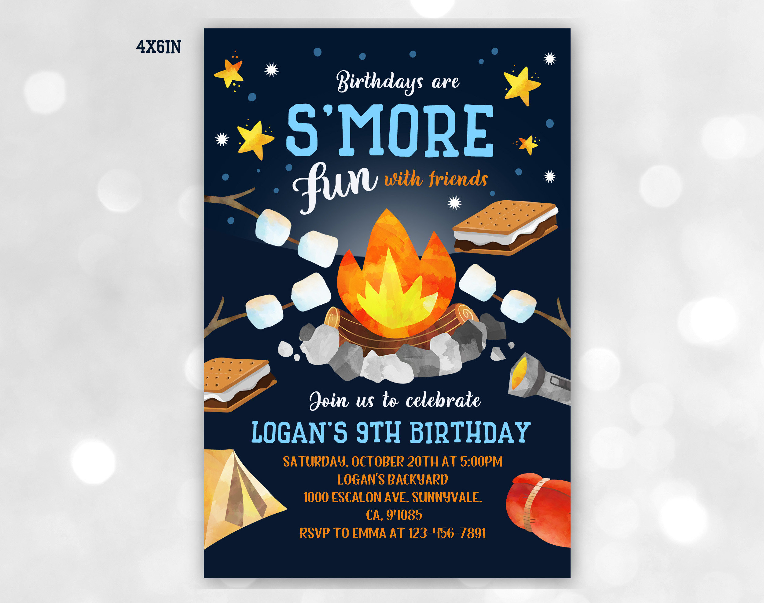 Paper & Party Supplies S'more Birthday Party Smore Birthday Invitation ...