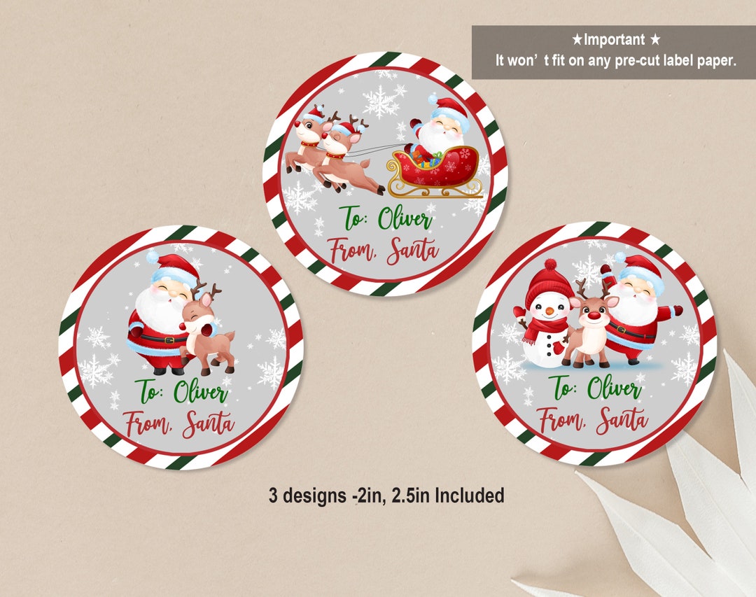 From Santa Label Santa Christmas Gift Sticker Reindeer Gift Tag Gifts ...