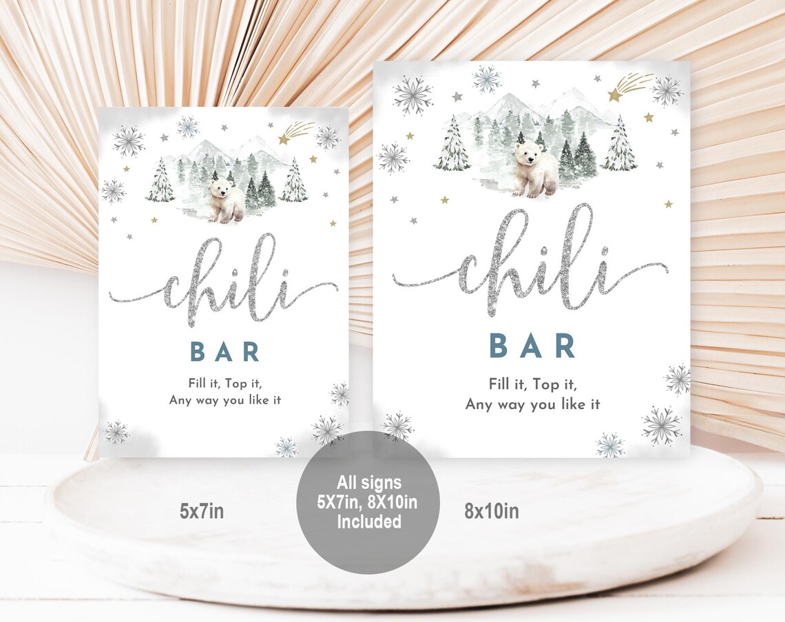 Polar Bear Party Signs: Winter Wonderland Baby Shower Decor Bab229 - Etsy