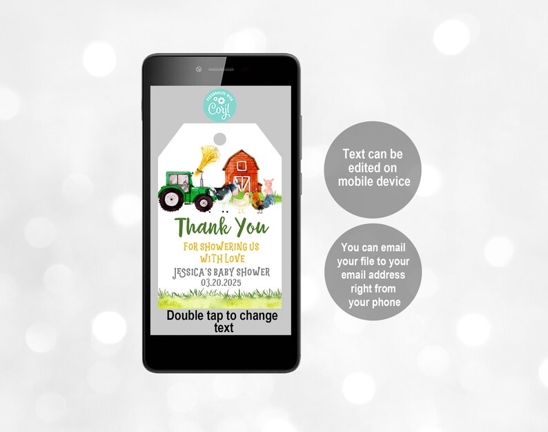 Tractor Tag Farm Baby Shower Favor Tag Thank You Tag EDITABLE - Etsy