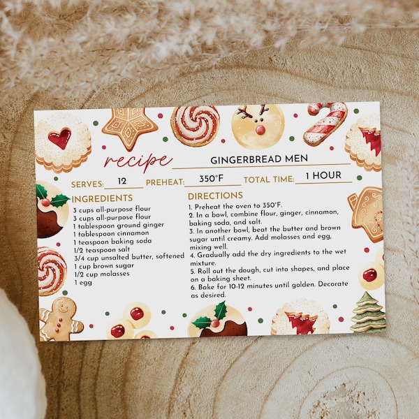 Holiday Recipe Cards - Etsy