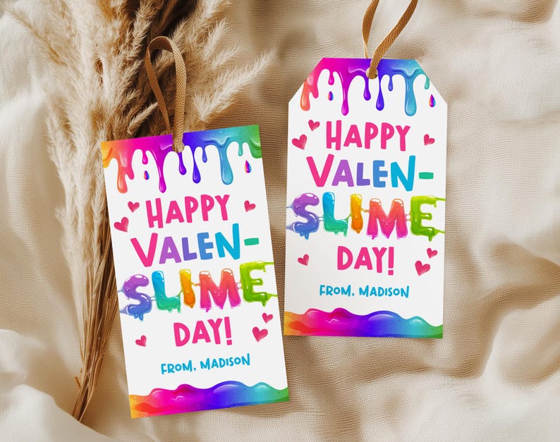 Valentine's Day Tag: Slime Design, Printable - Personalized, Vat99 - Etsy