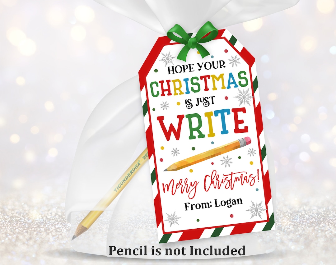 Christmas Pencil Gift Tag Just Write Holiday Pencil Tags - Etsy