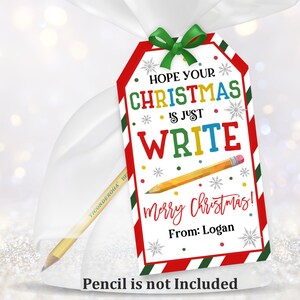 Christmas Pencil Gift Tag Just Write Holiday Pencil Tags - Etsy
