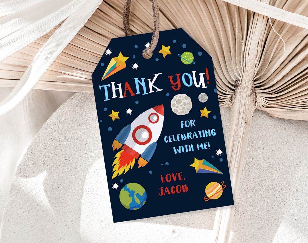 Outer Space Birthday Favor Tags - Editable Rocket and Astronaut Labels ...