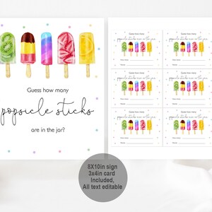 Guess How Many Popsicle Sticks Game: Summer Party Printable (editable ...