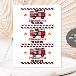 Firetruck Party Favor Label: Editable Gable Box Stickers (printable ...