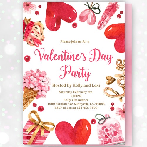 Valentine's Day Tea Party Invitation Valentines Day Party - Etsy