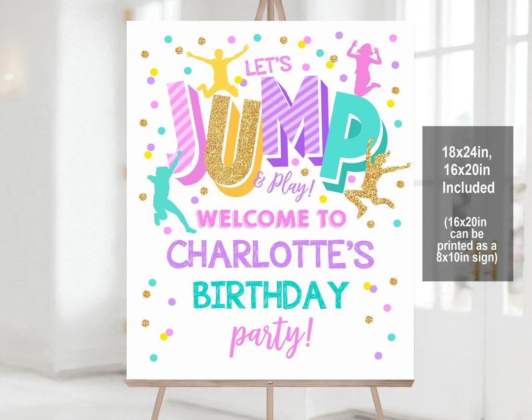 Welcome Sign: Jump Birthday Party - Editable Digital Download Bir66 - Etsy