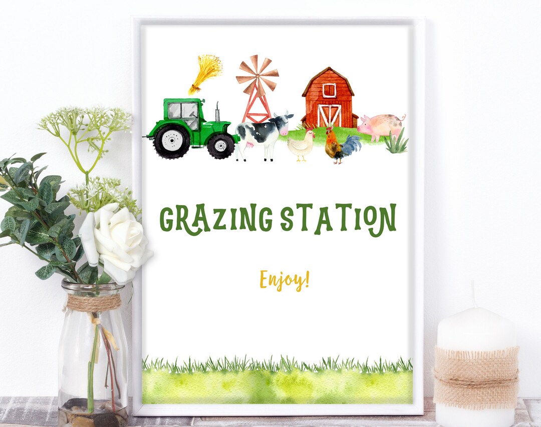 Farm, Tractor Grazing Station Sign Food Sign 5x7in, 8x10in Included ...