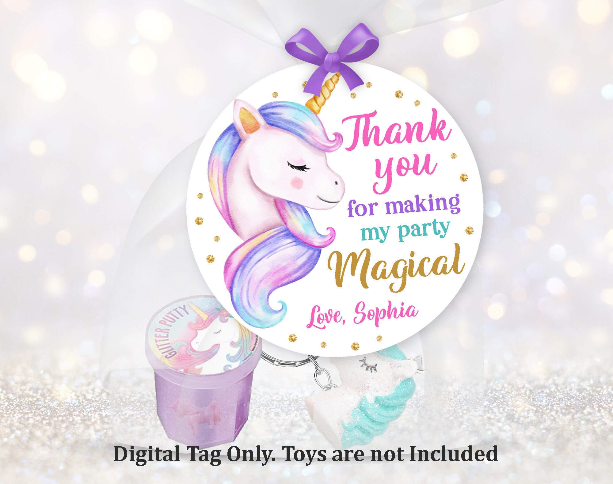 Unicorn Birthday Thank You Tag Unicorn Party Label Favor Tag - Etsy