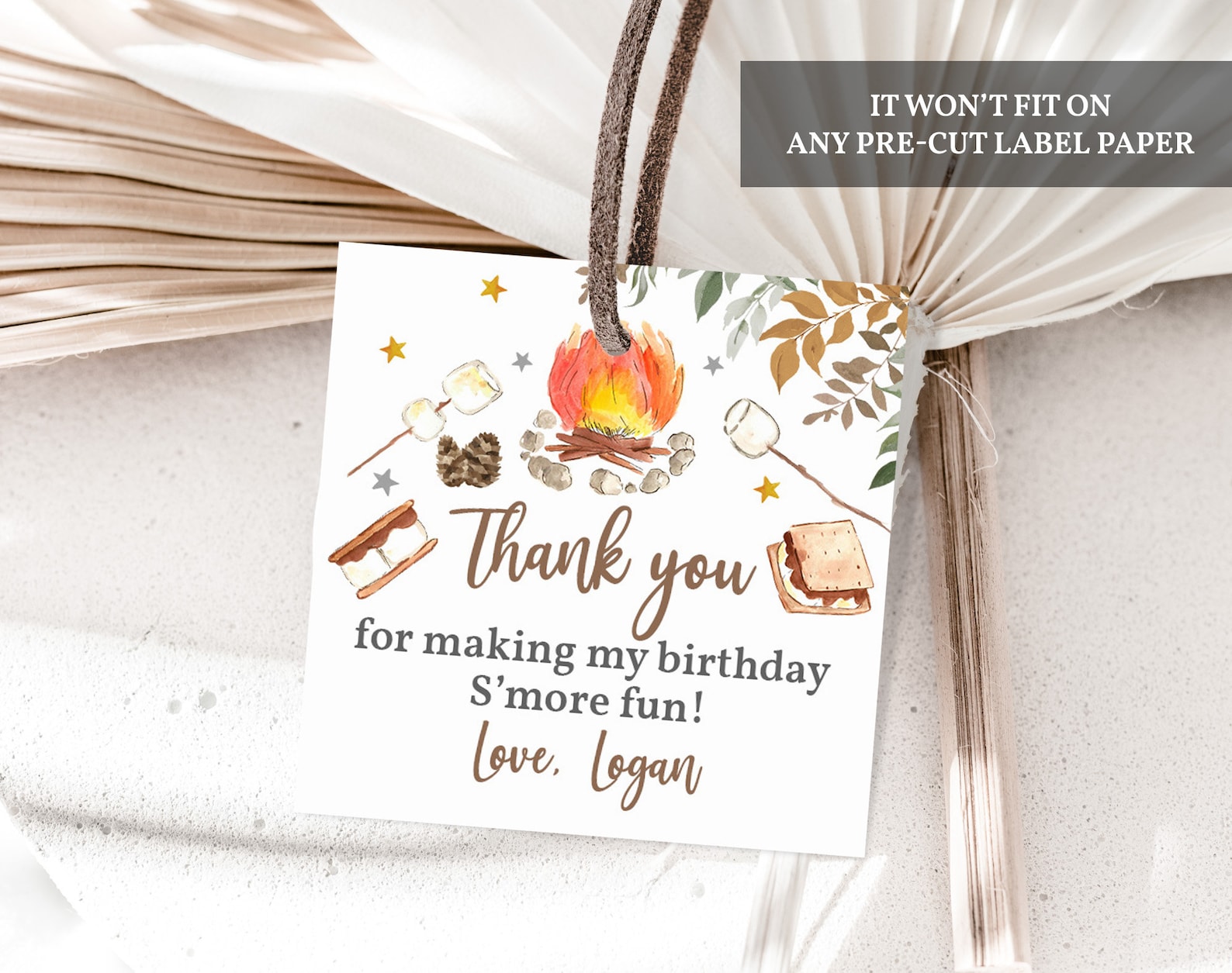 Editable S'mores Birthday Thank You Label Favor Tags S'more Fun S'more ...
