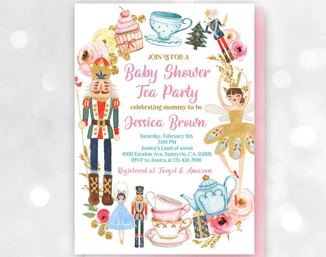 Nutcracker Baby Shower Invitation Tea Party Invite Winter Christmas ...