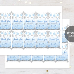 Winter Snowflake Birthday Thank You Favor Tags Template Thank You Favor ...