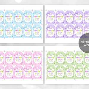 Easter Tags Gift Favor Tags Bunny Card Pastel Basket Label Kids ...
