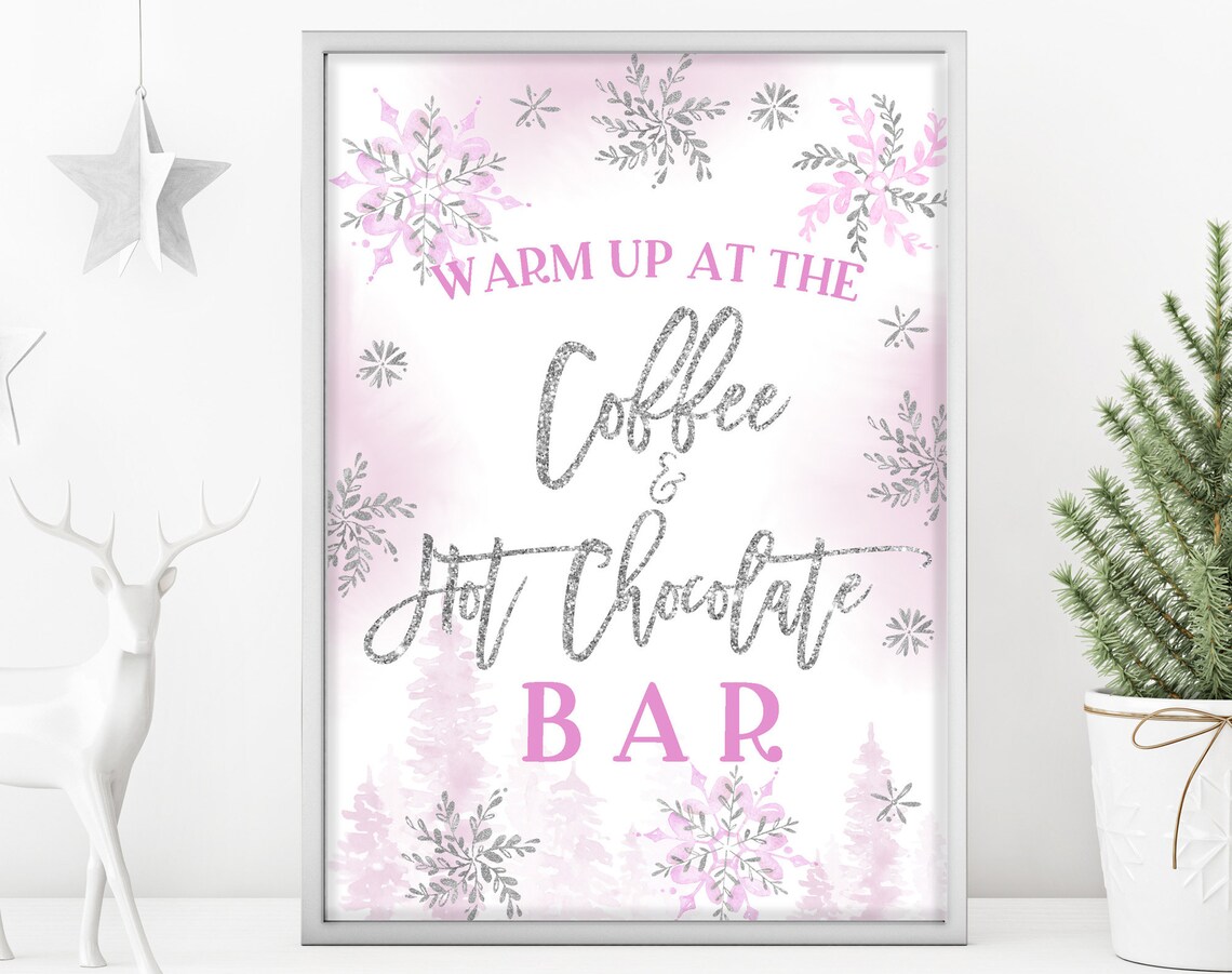 Snowflake Coffee and Hot Chocolate Bar Sign Winter Party Sign - Etsy