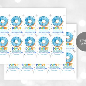 Donut Valentine Tag Classroom Valentine's Day Gift Label Donut Kids Boy ...