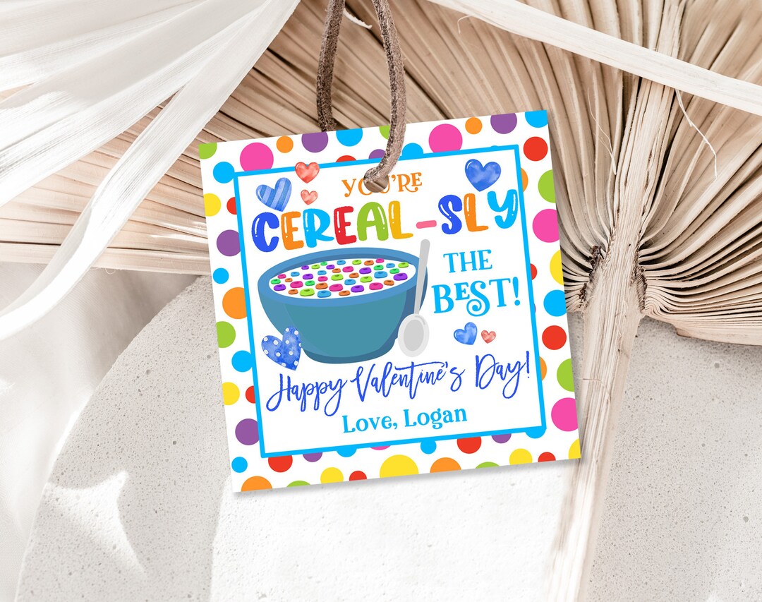 Valentine's Cereal Gift Tags Valentine Cerealsly Label Kids Preschool ...