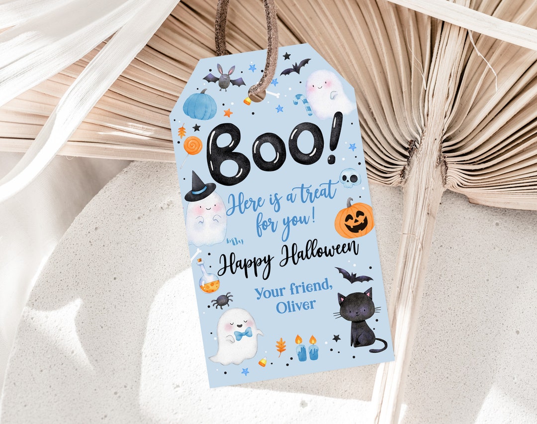 Halloween Treat Tag Boo Birthday Favor Tags Halloween Pumpkin Party ...
