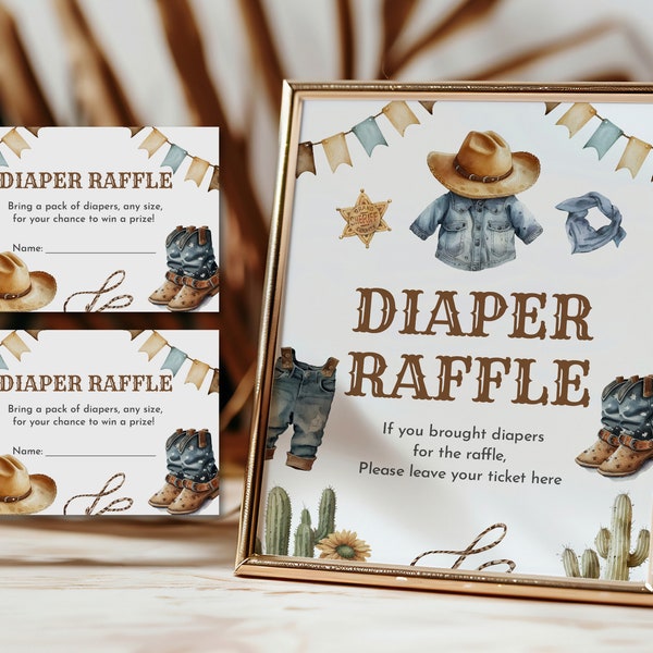 Cowboy Diaper Raffle Sign and Tickets Country Western Wild Boy - Etsy