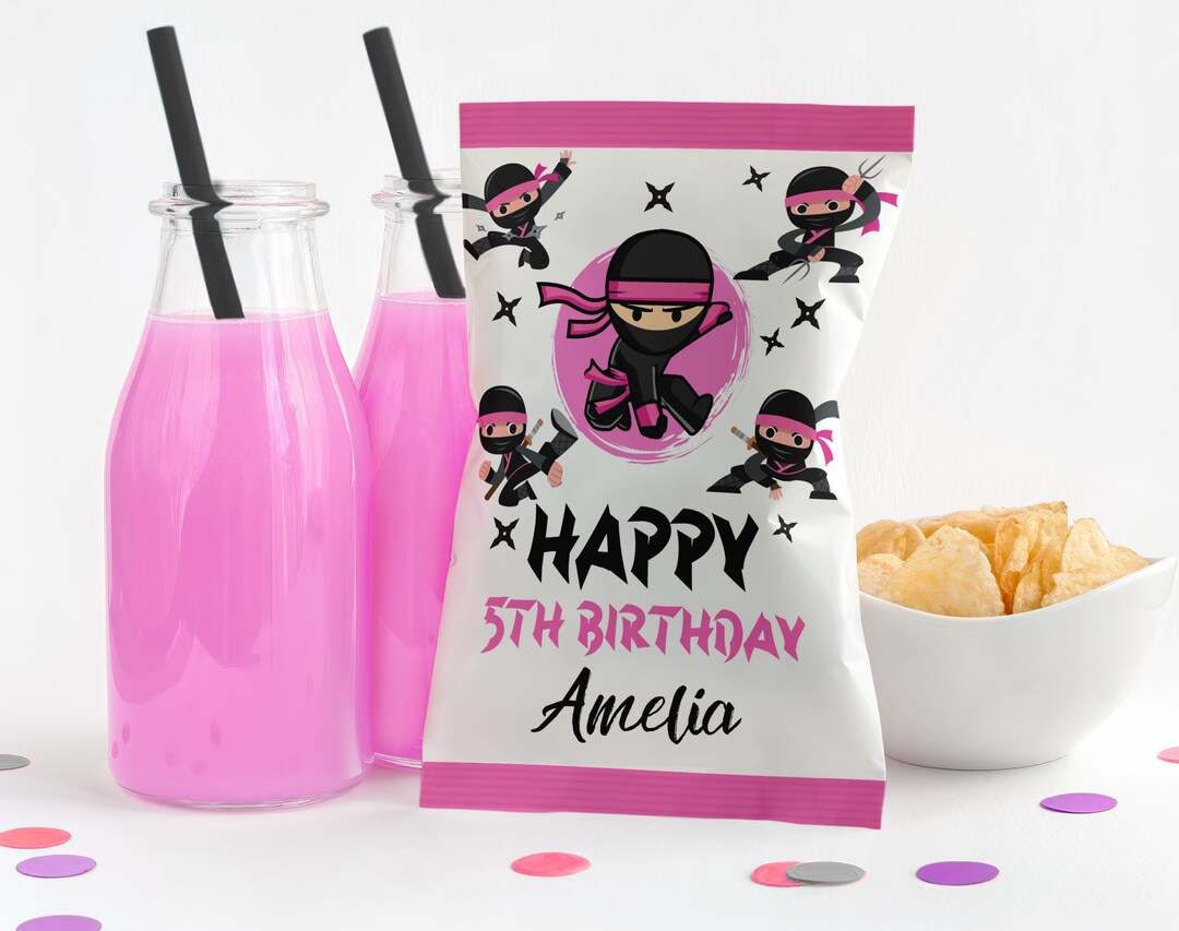 Ninja Girl Chip Bag Template Ninja Birthday Chip Bags Pouch Ninja Party ...