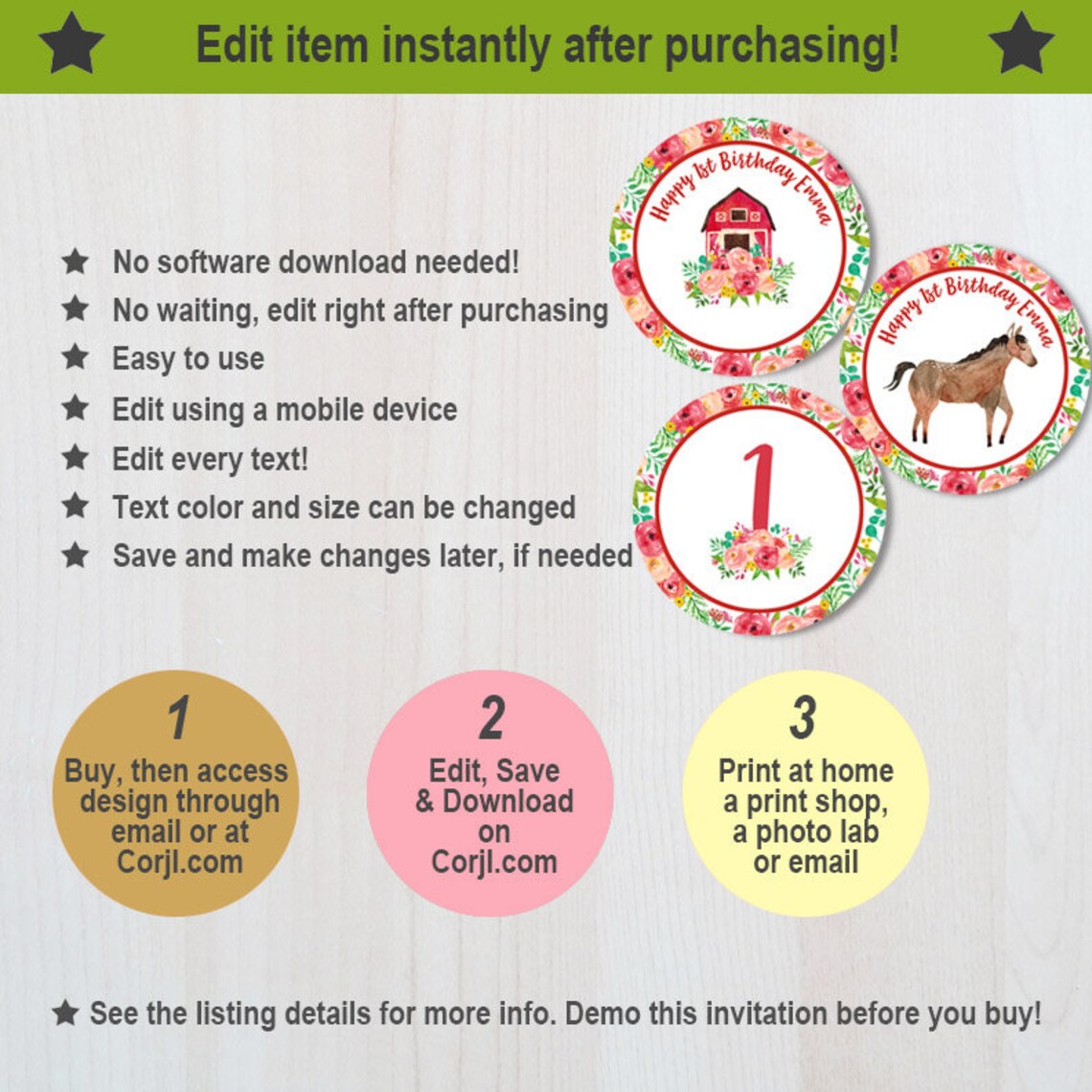 Farm Birthday Cupcake Toppers Farm Party Label Sticker - Etsy