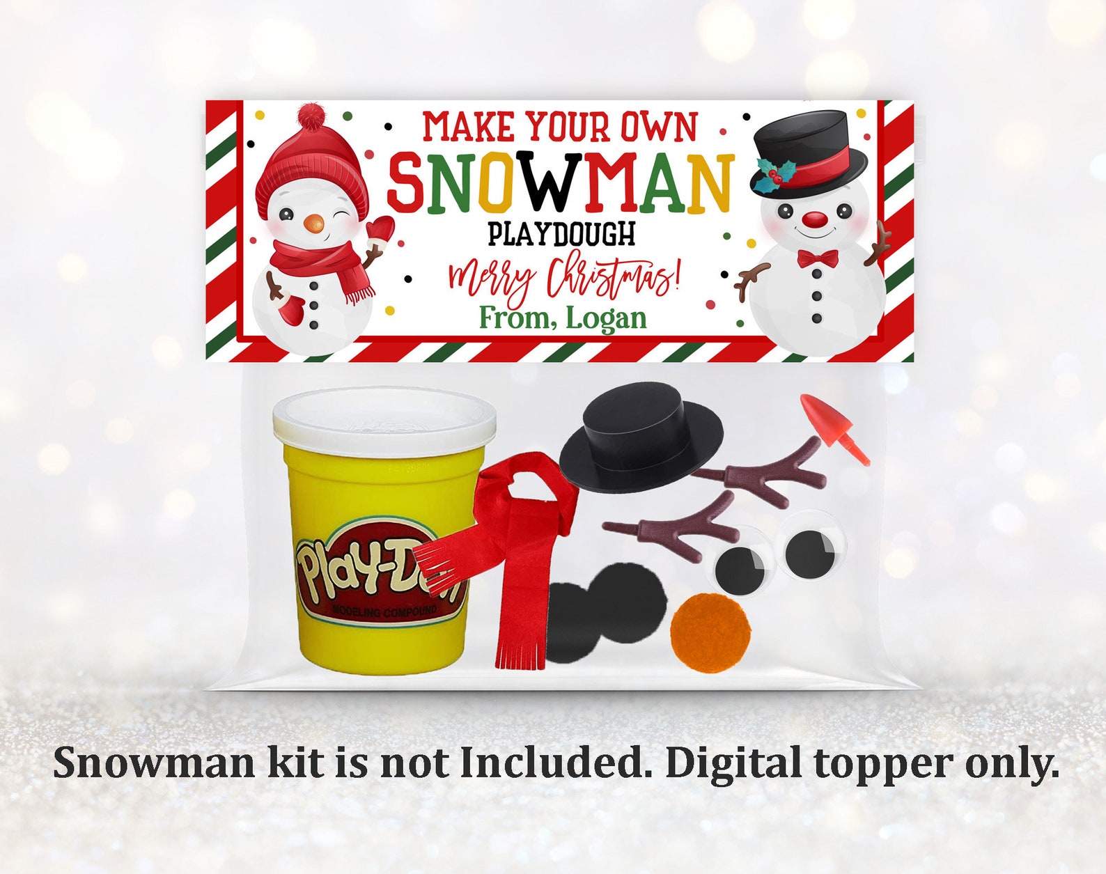 Christmas Printable Make Your Own Snowman Playdough Bag Topper - Etsy