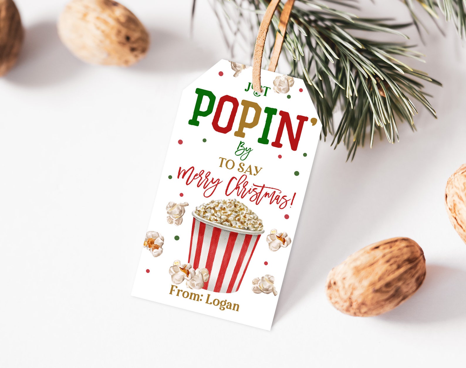 POPPIN Tag Merry Christmas Tag Popcorn Gift Tag Kids Classroom - Etsy