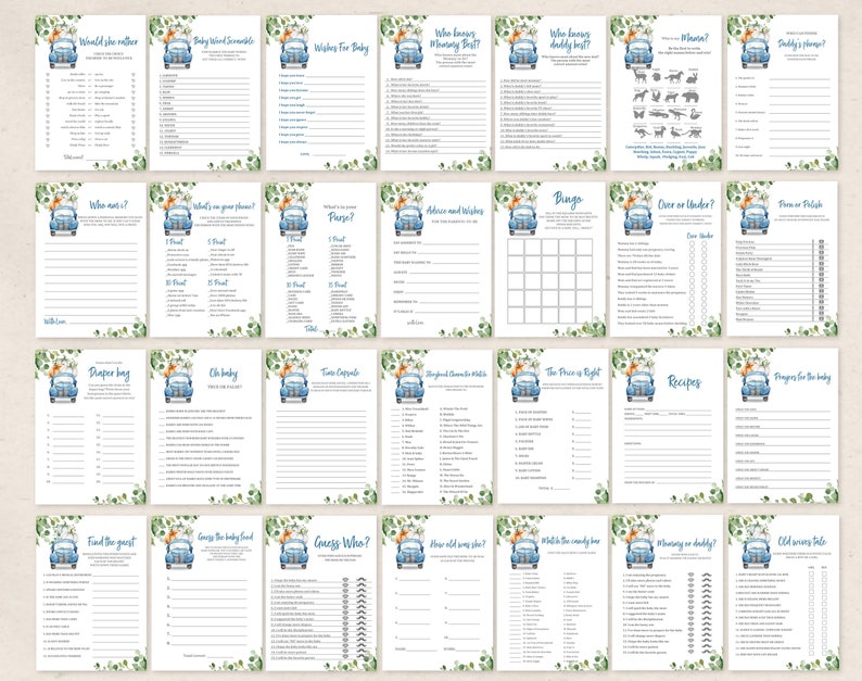 Pumpkin Truck Baby Shower Game Bundle Pumpkin Fall Autumn Game - Etsy