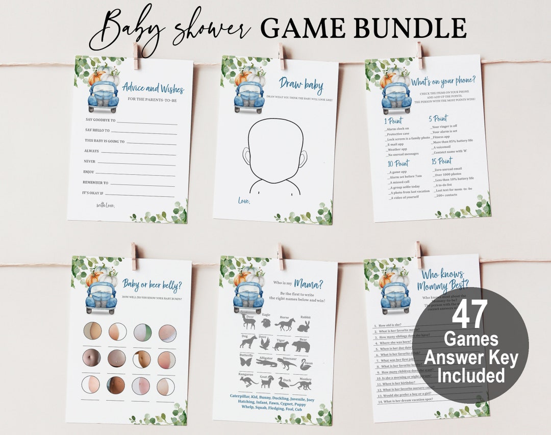 Pumpkin Truck Baby Shower Game Bundle Pumpkin Fall Autumn Game Pack ...