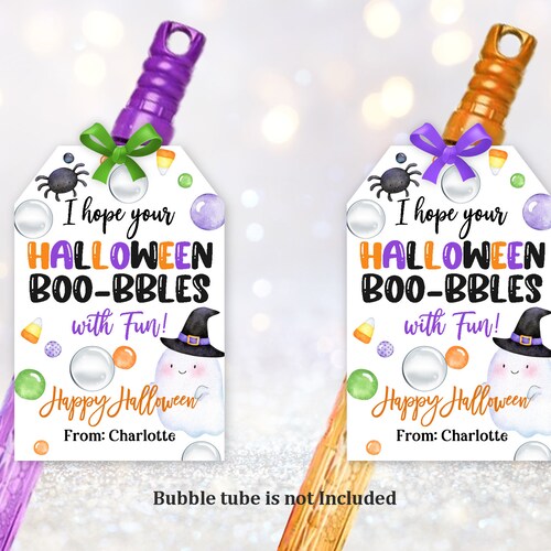 Halloween Bubbles Tag Halloween Boo-bbles Kids Halloween Favor - Etsy