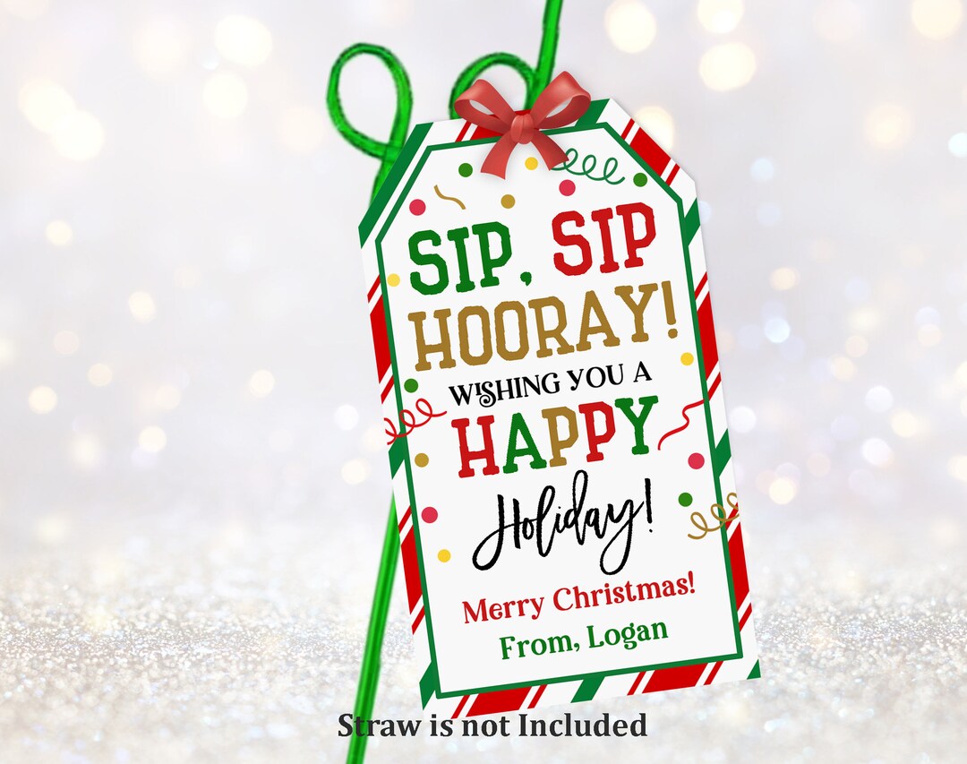 Straw Christmas Gift Tag Holiday School Gift Tag Kids Gift - Etsy