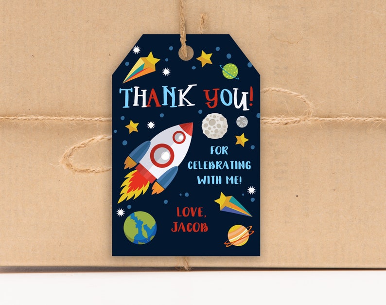 Outer Space Birthday Favor Tags - Editable Rocket and Astronaut Labels ...