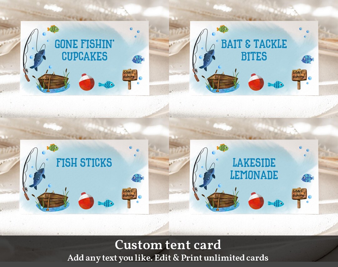 Fishing Party Tent Cards: Editable Fish Food Labels Bir243 Bab110 - Etsy