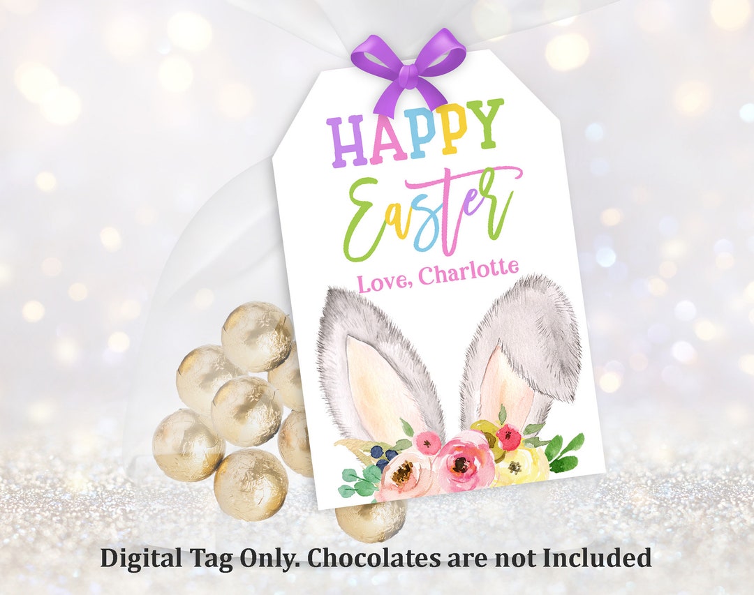 Easter Gift Tags Bunny Basket Label Party Favor Tag Kids Classroom ...
