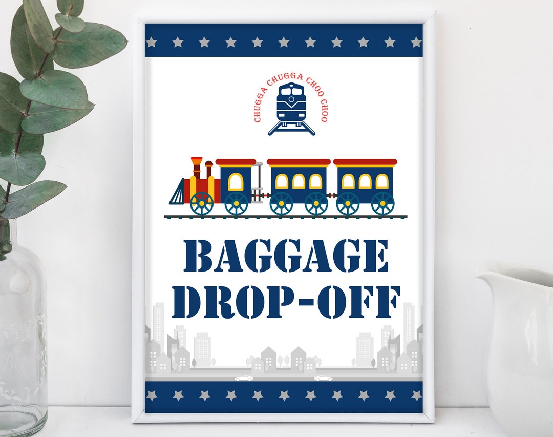 Editable Baggage Drop off Table Sign - Train Party Decor Bir137 Bab73 ...