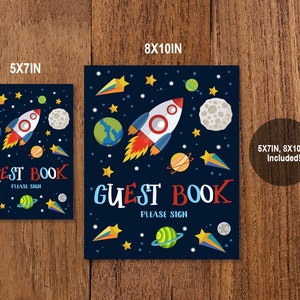 Guest Book Sign Outer Space Birthday Printable Table Sign Set Planets ...